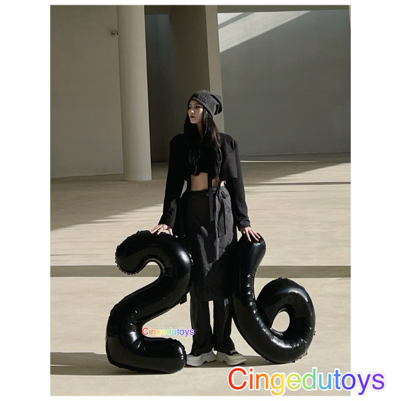 Jual JUMBO Balon angka JUMBO 80 cm HITAM / BLACK besar | Shopee Indonesia