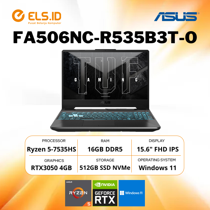 Jual Asus TUF A15 FA506NC-R535B3T-O Ryzen 5-7535HS 16GB SSD 512GB ...