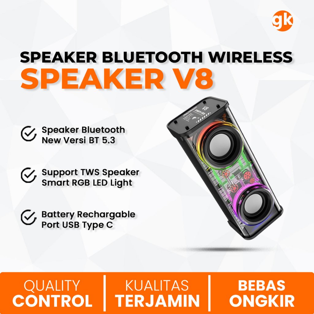 Jual Speaker Bluetooth Wireless V8 Smart RGB LED Light 10W Power Hi ...
