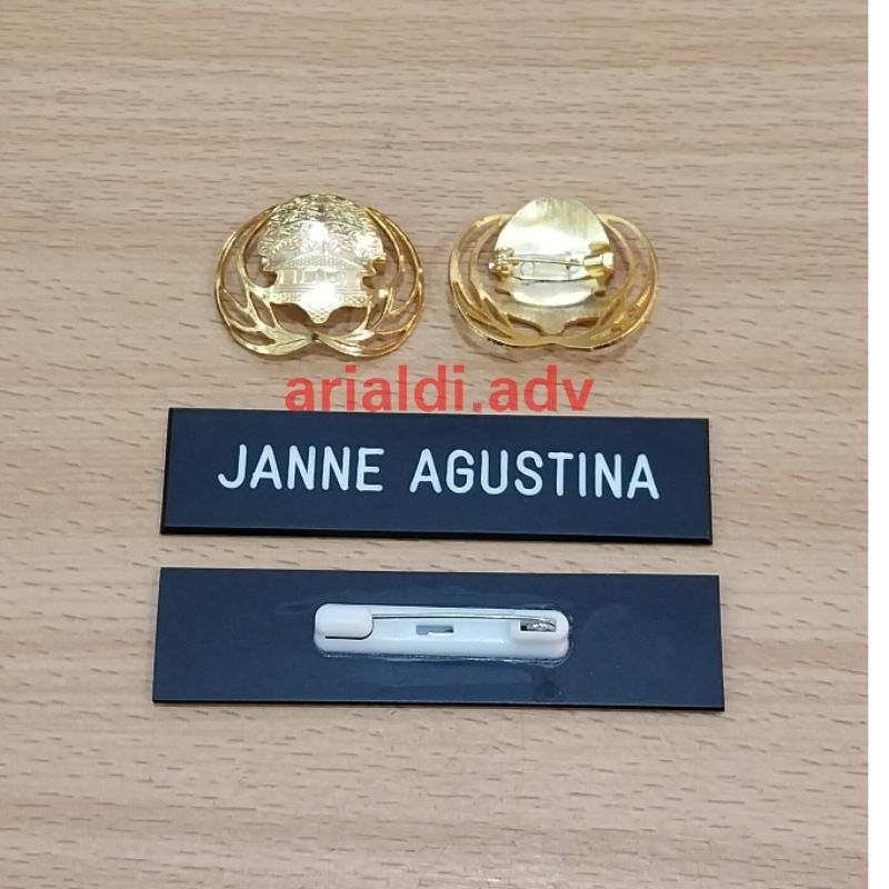 Jual satu set pin korpri bolong dan papan nama dada hitam doff ful ...