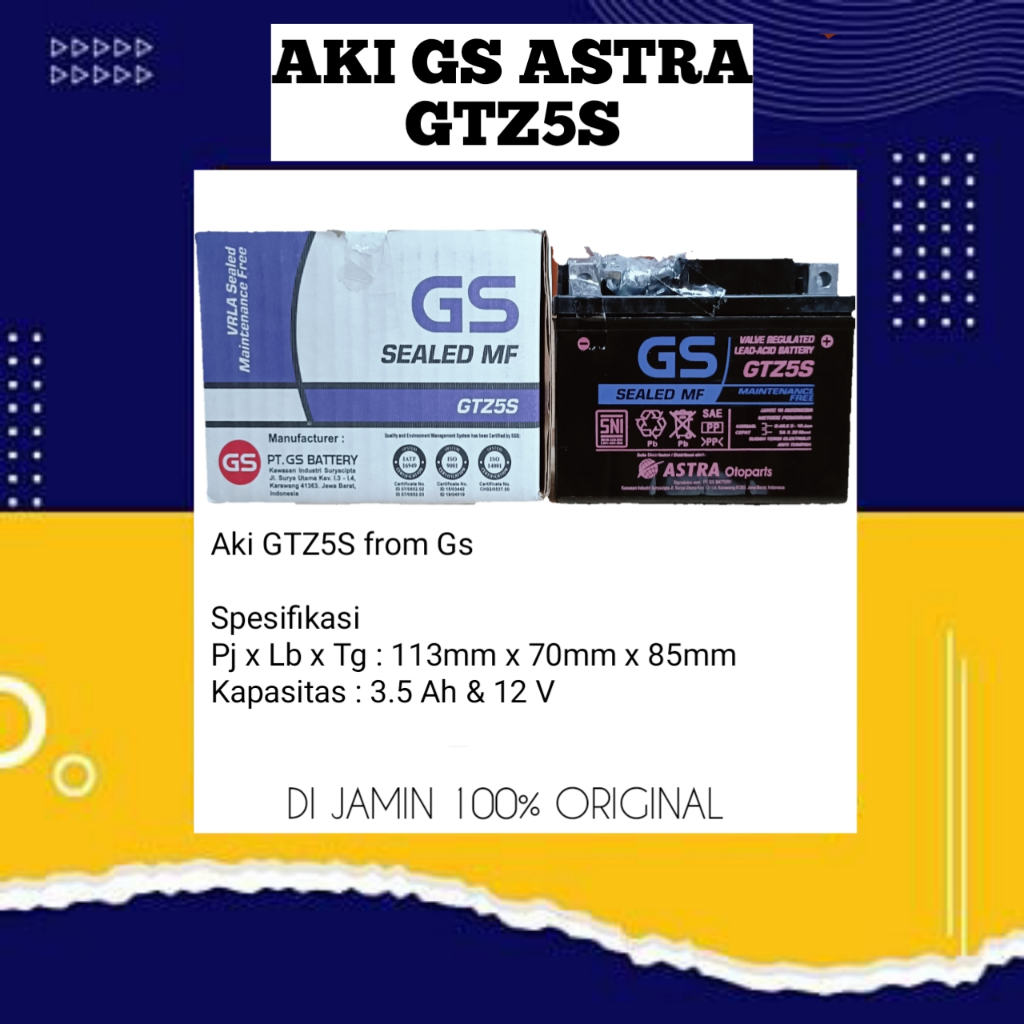 Jual AKI MOTOR GS ASTRA GTZ5S | Shopee Indonesia