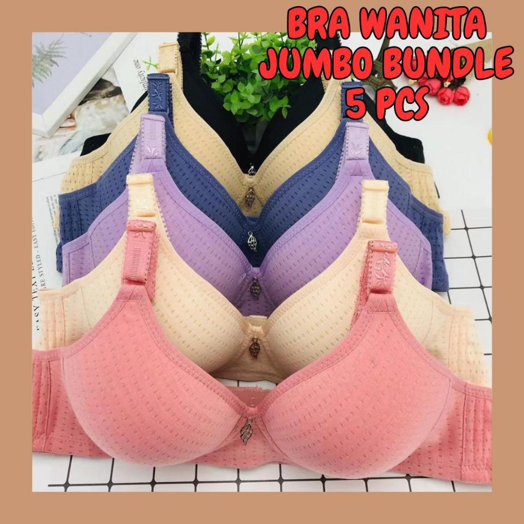 Jual Isi 5 Pcs ! Paket Hemat ! Bh Big Size Perempuan Tanpa Kawat Bra Wanita Import Jumbo 36-46 ...