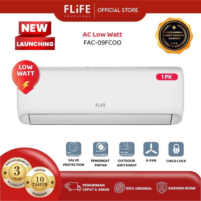 Jual FLIFE AC LOW WATT 1PK - FAC-09FCOO - Putih (Unit Indoor & Outdoor ...
