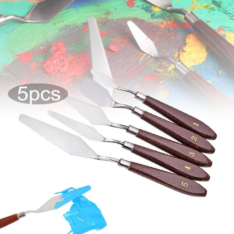 Jual 5pcs Pisau Palet Lukis Besi Spatula Lukis Painting Knife Pisau ...