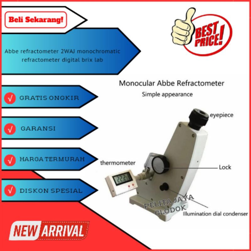 Jual Abbe refractometer 2WAJ monochromatic refractometer digital brix ...