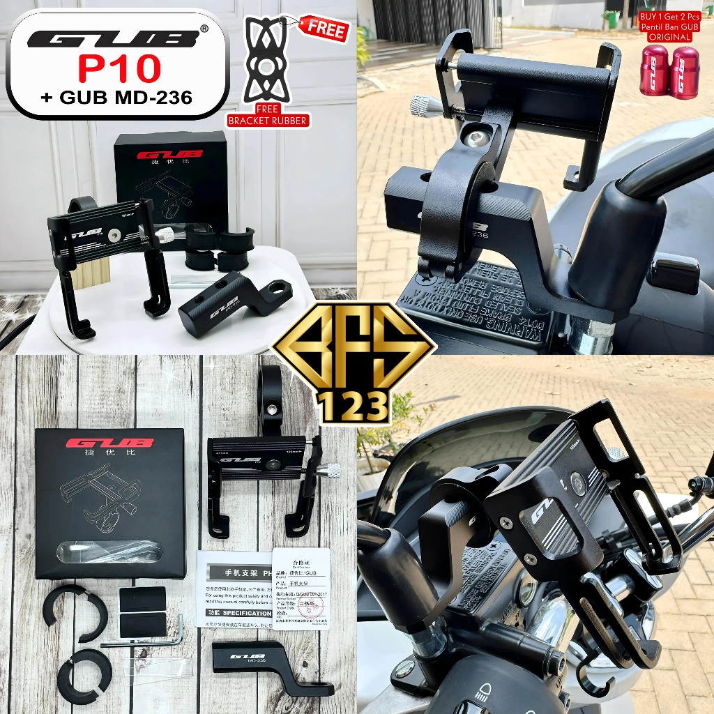 Jual GUB P10 Original Holder Hp Dudukan Ponsel Alumunium Aloy Free Tutup Pentil Ban GUB 2 Pcs ...