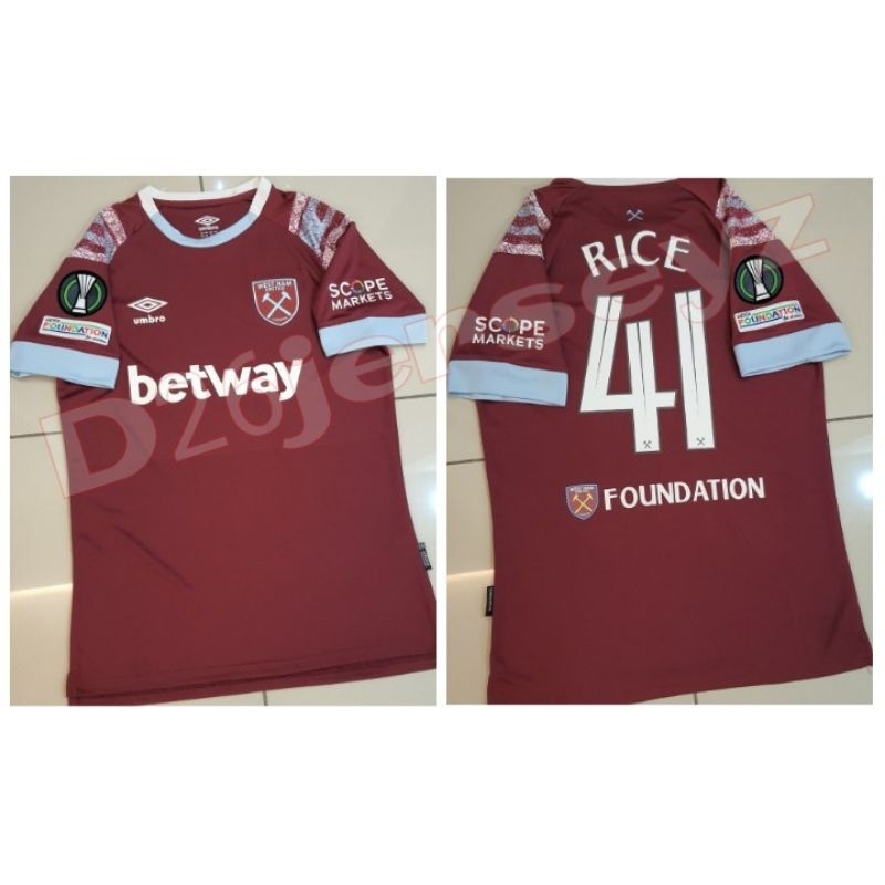 Jual Jersey West Ham Home 2022 / 2023 + Nameset RICE 41 / Custom ...