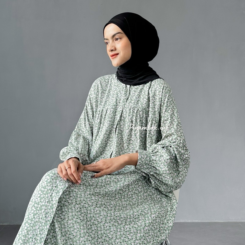 Jual GAMIS SAMARA Rayon Salur Lengan Balon | Shopee Indonesia