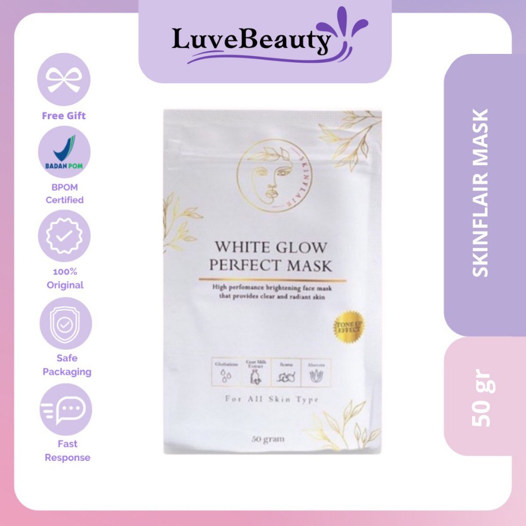 Jual (free spatula) SKINFLAIR WHITE GLOW PERFECT MASK POWDER MASKER ...