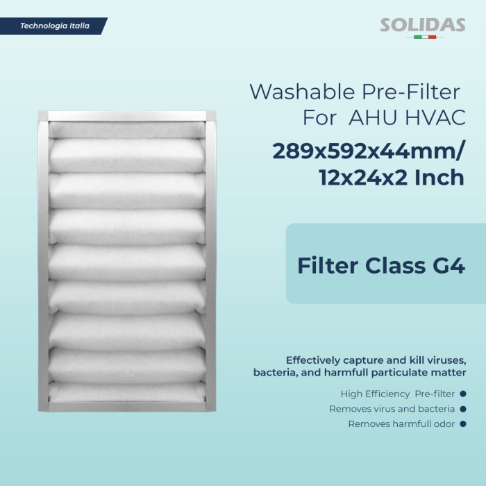 Jual Solidas - Washable Pre-Filter AHU HVAC Class G4 - 289x594x46 mm ...