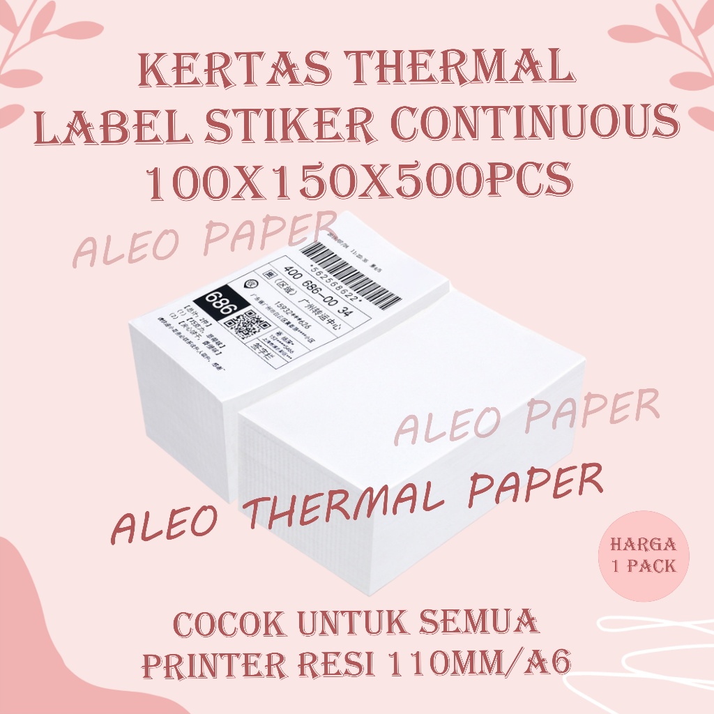 Jual KERTAS THERMAL STIKER LABEL RESI STICKER LABEL BARCODE LIPAT UKURAN A6 100X150 MM ISI ...