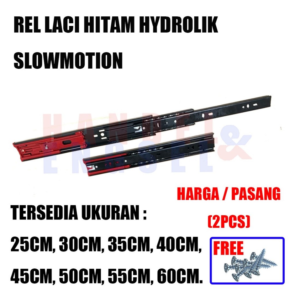 Jual Rel Laci Slow Motion Hitam Double Full Extension SM BM Soft Close ...