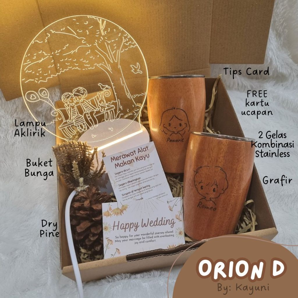 Jual ORION Hampers Set Lampu Aklirik / Hampers Kayu Estetik Wedding ...