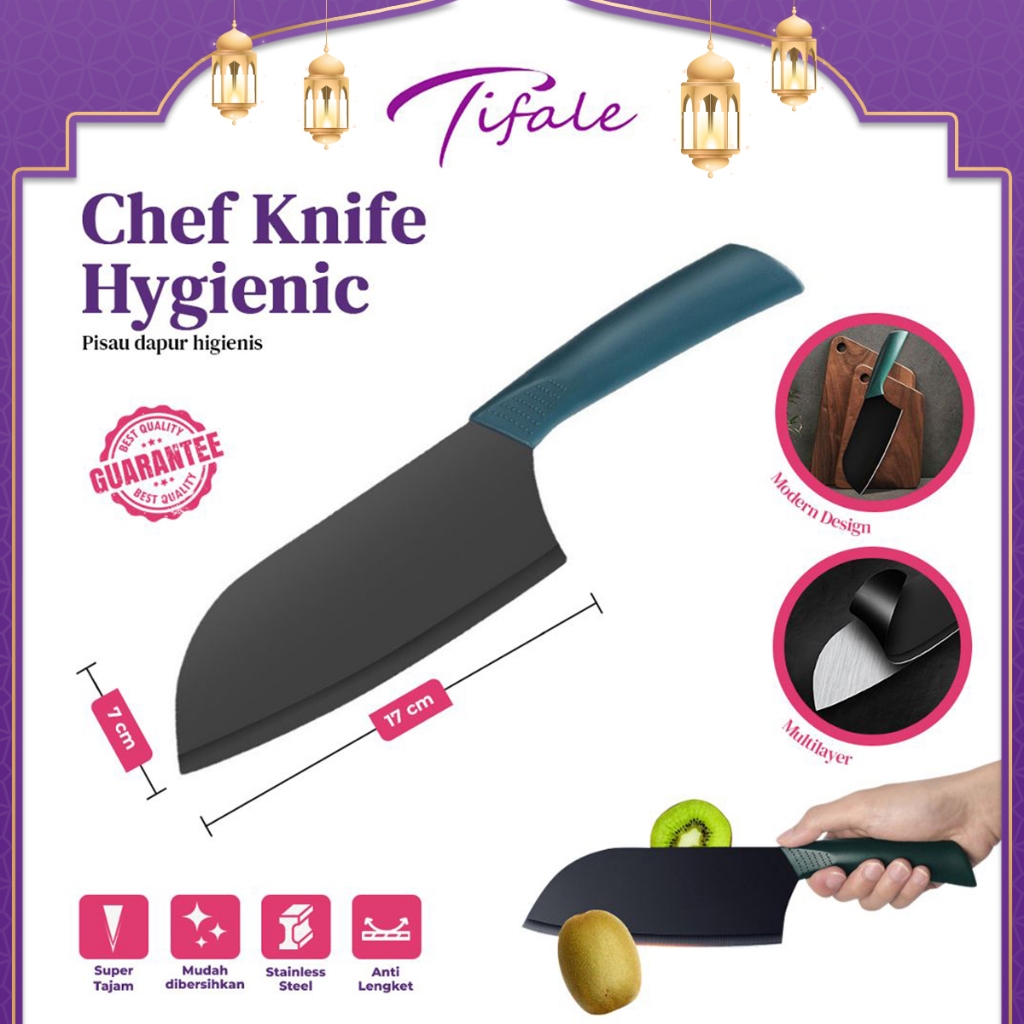 Jual Tifale Black Chef Knife with Green Handle Emerald Elegance | Pisau Dapur Hitam Gagang Hijau ...