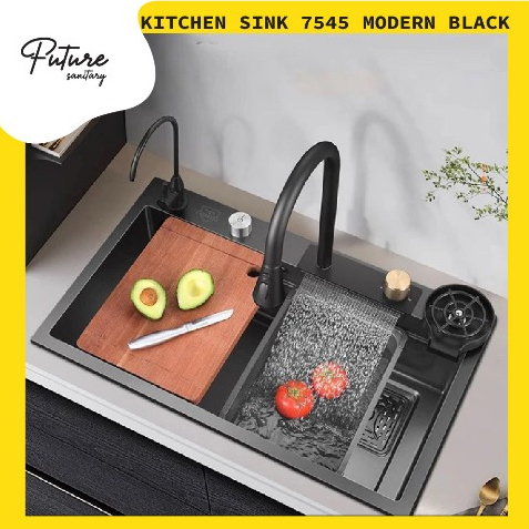 Jual Kitchen Sink Modern 7545 Luxury LED Black Elegant/Bak Cuci Piring ...