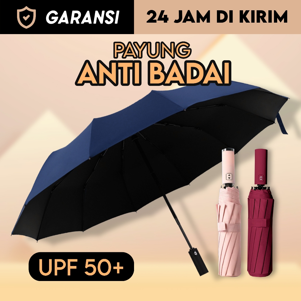 Jual Payung Lipat Jumbo 12 Jari Otomatis Anti UV Ukuran Besar Kuat ...