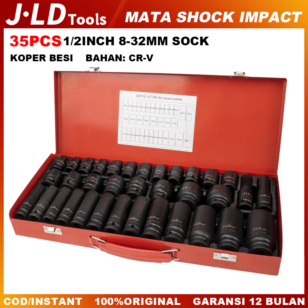 Jual JLD 35Pcs Mata Shock 1/2‘’ 8-32mm Impact Kunci mata/Kunci shock Impact socket set/Impact ...