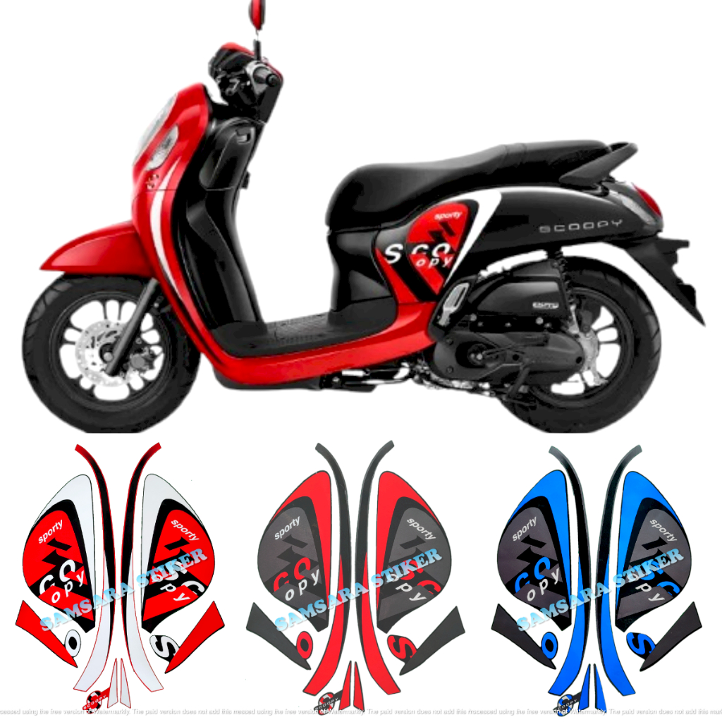 Jual STICKER STRIPING MOTOR HONDA SCOOPY SPORTY 2021 STANDAR FULL SET ...