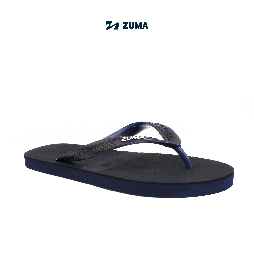 Jual Zuma Men Black Series 8 Navy, Sandal Jepit Pria Karet Polos, Hitam ...