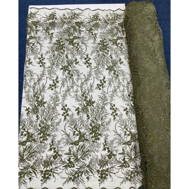 Jual Kain Tile bordir bahan tulle embroidery with stones pakai batu ...