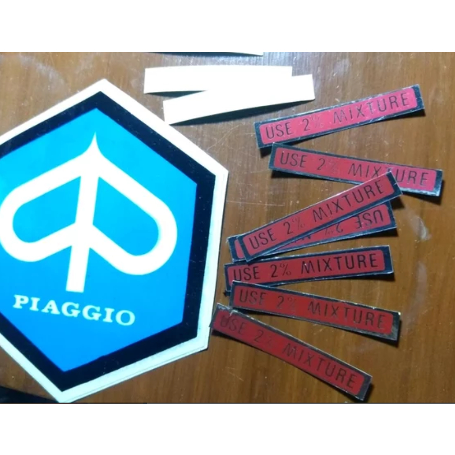 Jual sticker mixture oli di tangki use 2% mixture oil vespa bajaj bisa ...