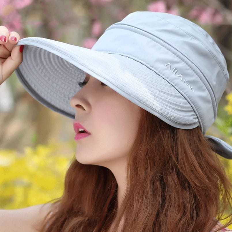 Jual Topi Sunvisor Pelindung Sinar Matahari Topi Wanita Cantik Dilengkapi Resleting | Shopee ...