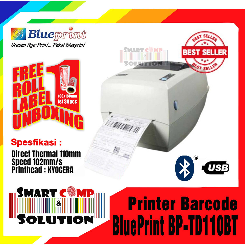 Jual Printer Barcode Thermal Blueprint TD110 / BP-TD110 / BP-TD110BT ...