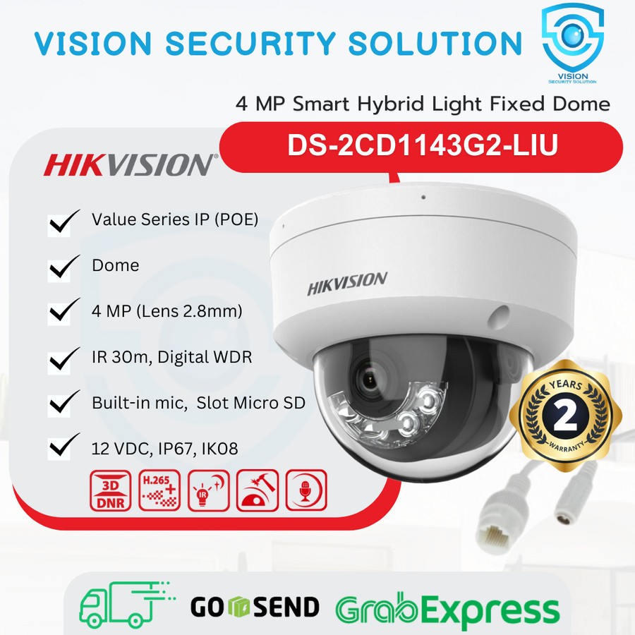 Jual Hikvision DS-2CD1143G2-LIU CCTV IP Indoor Dome 4MP DS-2CD1143G2-LIU Audio | Shopee Indonesia