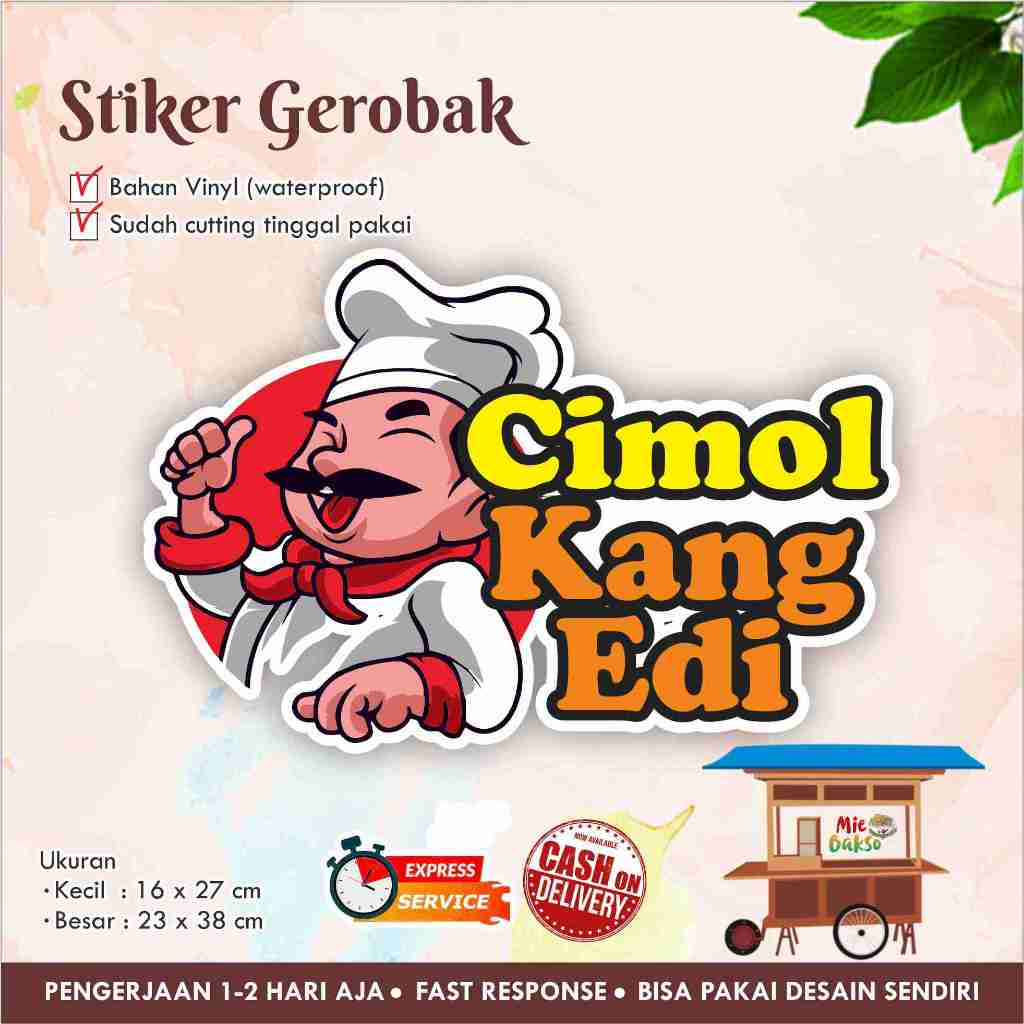Jual STIKER KACA GEROBAK VINYL CIMOL / LABEL MAKANAN | Shopee Indonesia