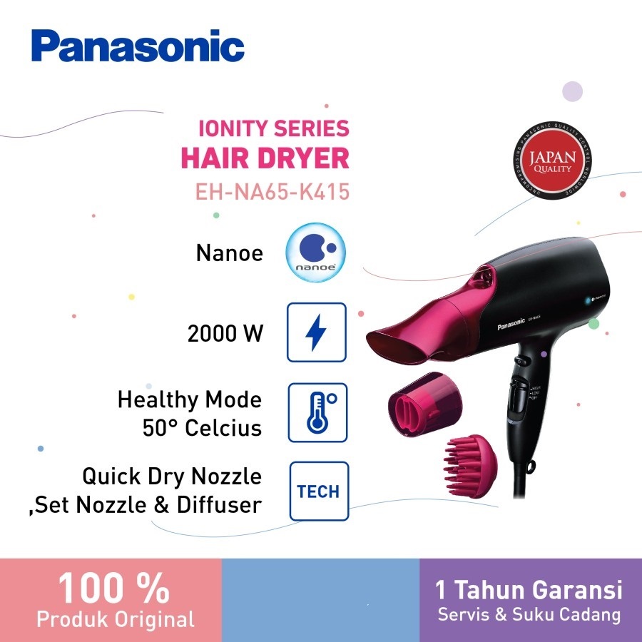Jual Panasonic Hair Dryer Nanoe EH NA65 Hitam Pengering Rambut | Shopee ...