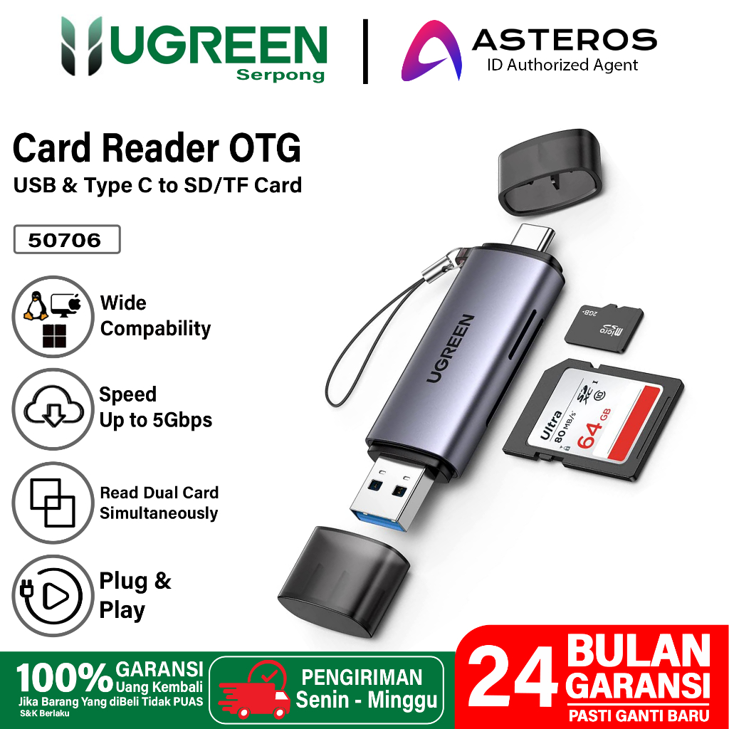 Jual UGREEN Card Reader OTG USB Type C dan USB A 3.0 Ke Micro SD TF ...
