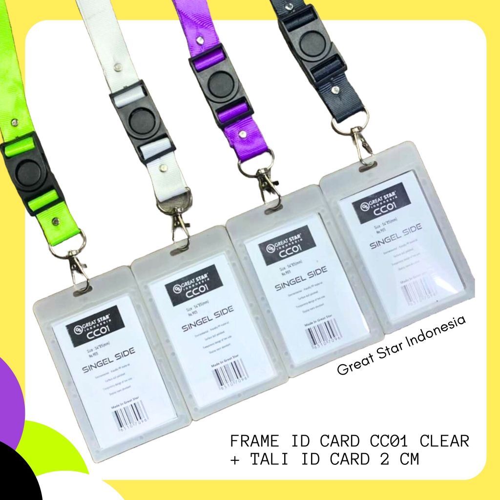 Jual FRAME ID CARD CC01 CLEAR TRANSPARANT + TALI ID CARD 2 CM | Shopee ...