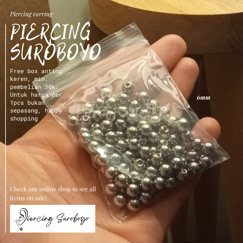 Jual ball cadangan ball piercing titanium anti karat ball piercing ball ...