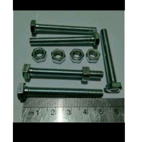 Jual BAUT + MUR PUTIH BMP M6 X 50 MM GALVANIS ( KUNCI 10 ) | Shopee Indonesia