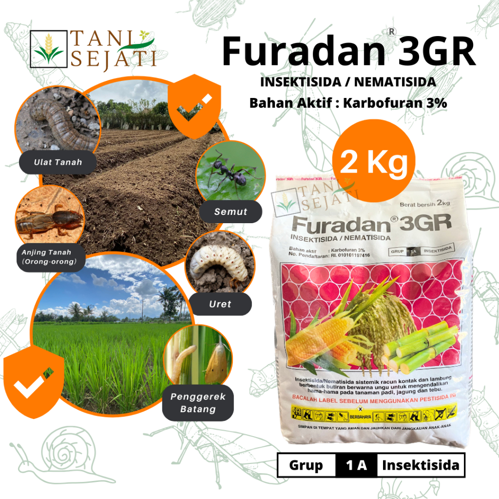Jual Furadan 3GR 2Kg Kemasan Pabrik Insektisida Nematisida Pembasmi ...