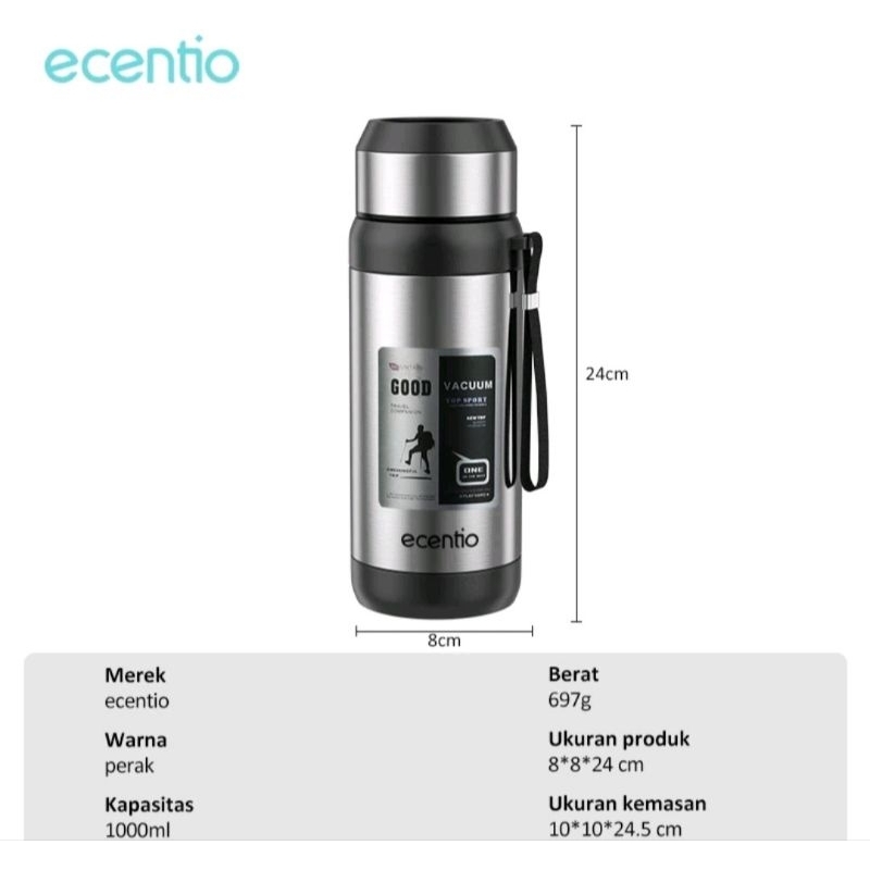 Jual Ecentio Tumbler Minum Stainless Steel Sedotan Termos 1 kapasitas ...