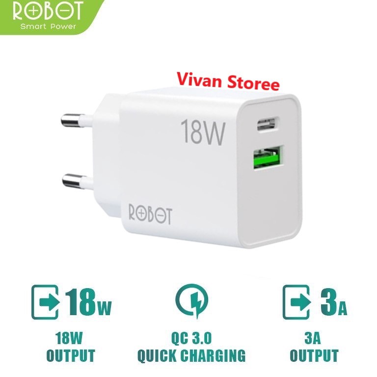 Jual Robot Adaptor Charger RTF2 Batok Charger 18W Dual Port USBA dan ...