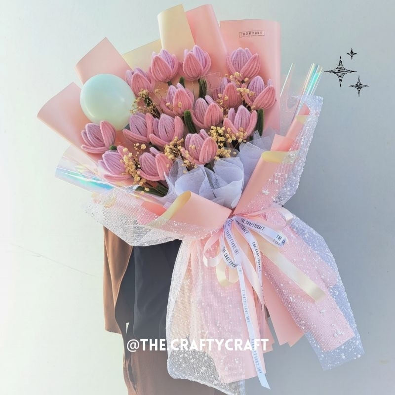 Jual Spring Bliss 15 Tangkai (Jumbo) Buket bunga Tulip kawat bulu mercy ...