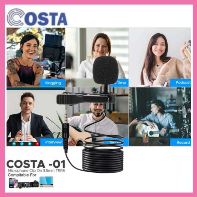 Jual Costa 01 02 TRRS Clip On Lavalier Microphone With Port Out Audio ...
