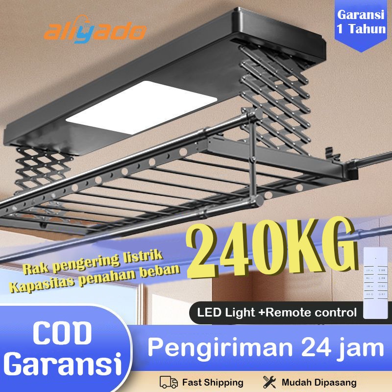 Jual ⭐LED/Remote/Kipas/UV⭐Electric Clothes Hanger Listrik Lifting ...
