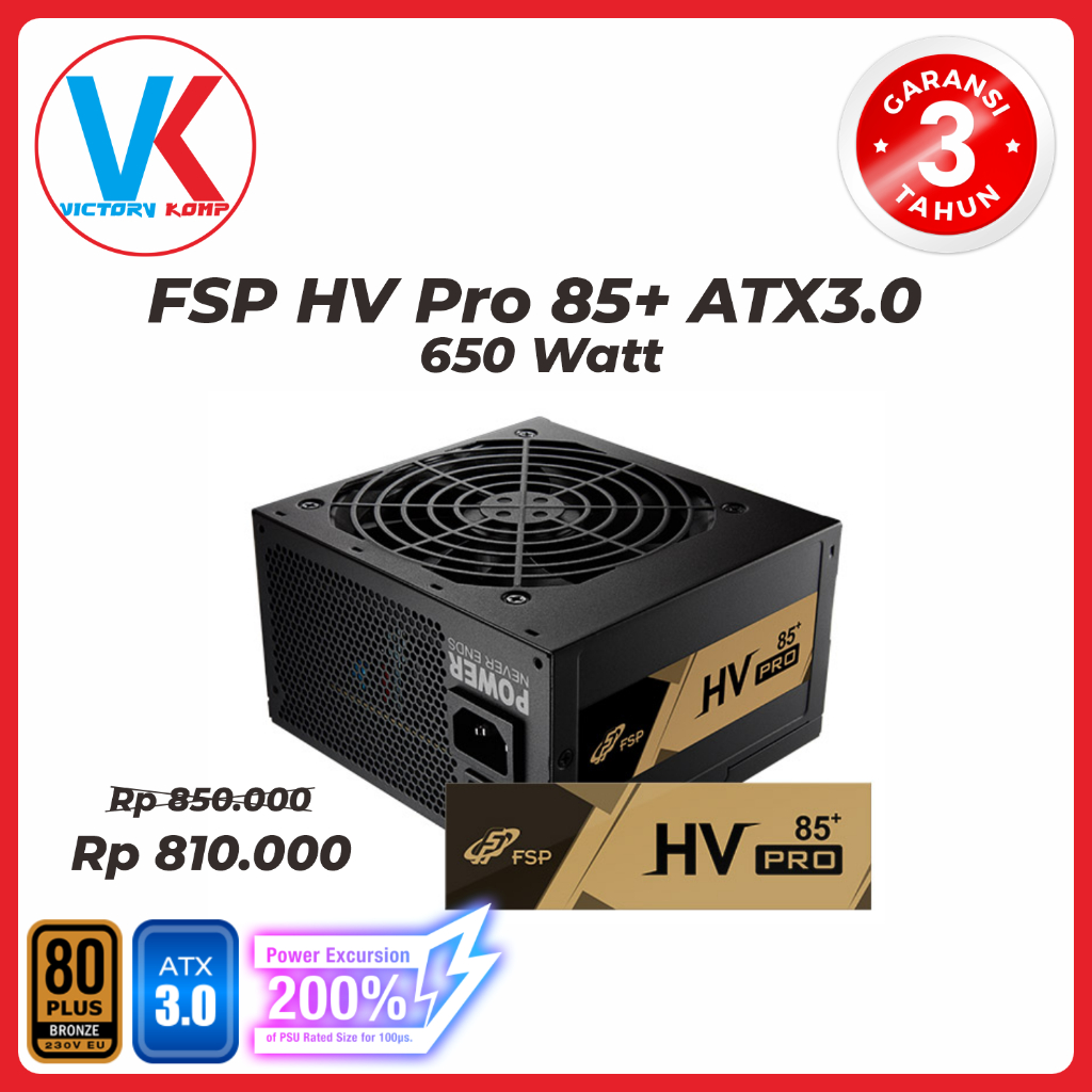 Jual PSU FSP HV Pro 650 Watt 80+ Bronze Power Supply Unit 650W 80 Plus ...