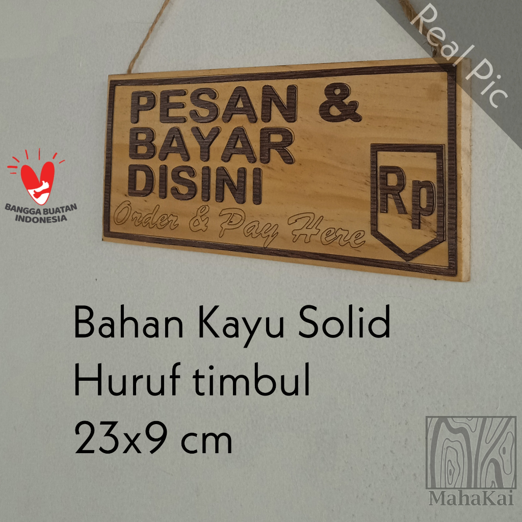 Jual Tulisan tanda pesan bayar disini order here signage kayu gantung ...