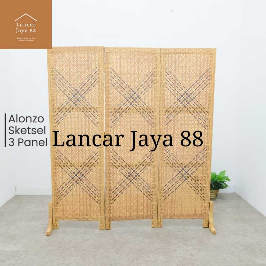 Jual Pembatas Ruangan Rotan Sintetis Motif Natural 3 Panel | Shopee ...