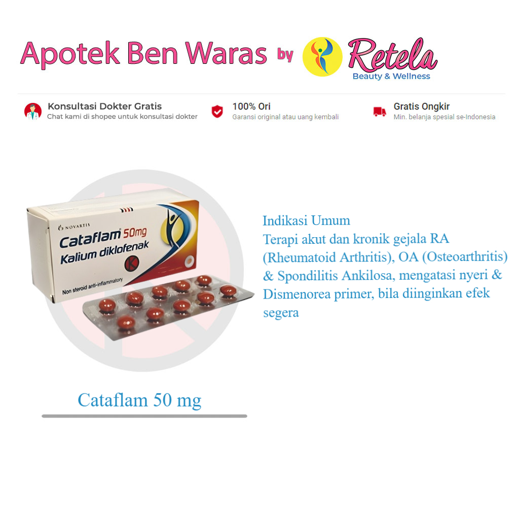 Jual CATAFLAM 50MG 1 BLISTER ISI 10 TABLET | Shopee Indonesia