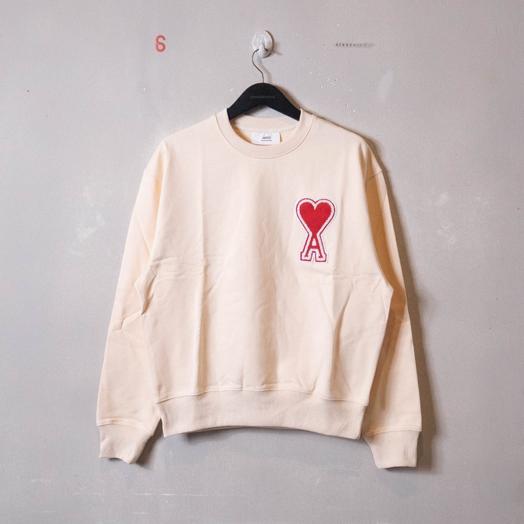 Jual Ami Paris Sweater Decoeur Red Heart Cream 100% Authentic | Shopee ...