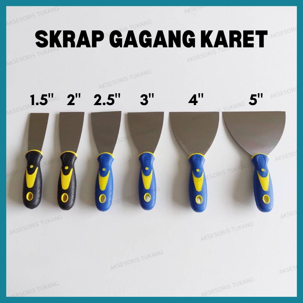 Jual Skrap Sekrap Kape Dempul Gagang Karet 1.5" 2" 2.5" 3" 4" 5" Inch ...
