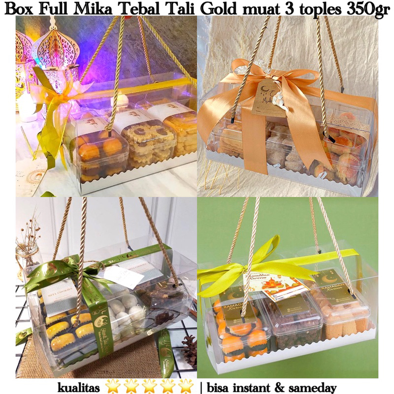 Jual Box Hampers Mika Mewah Tali Gold muat 3 Toples Persegi Panjang ...