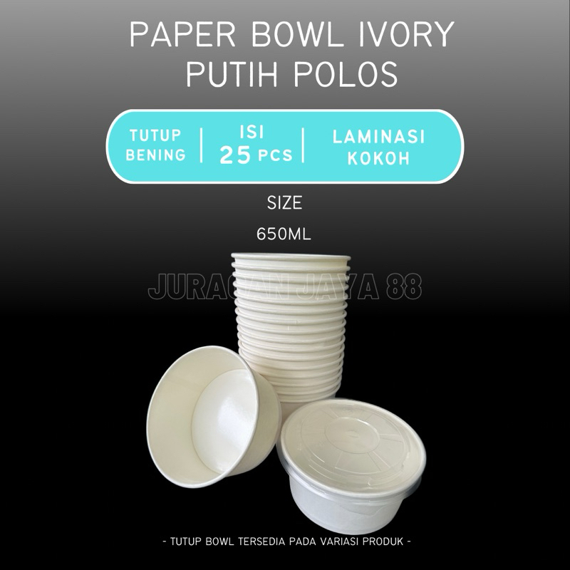 Jual (TERMURAH!!) (IVORY) (25 PCS) Paper Bowl Mangkok Kertas Putih ...