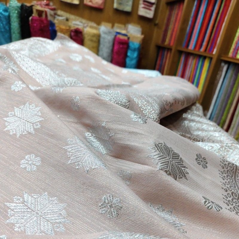 Jual Songket mesin Palembang cantik manis, benang gold & warna pastel ...