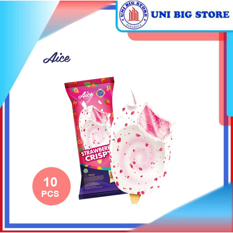 Jual AICE Ice Cream Strawberry Crispy Stick 90 ml x 10 pcs Es Krim Stroberi | Shopee Indonesia